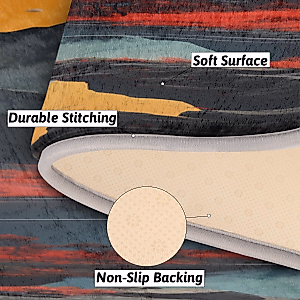 Tavisto Yellow Sun Red Tree Fluffy Oval Shaggy Rugs for Bedroom Aesthetic Plush Floor Mat - Soft and Absorbent - Ideal for Living Room,Home Decor, and Playrooms