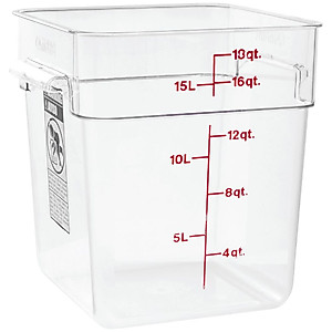 Cambro Camwear Polycarbonate Square Food Storage container, 18 Quart