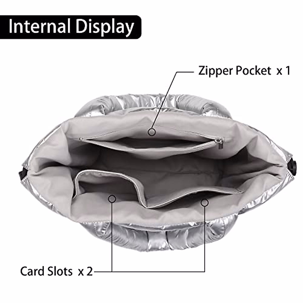 BBCREAT Medium Puffer Crossbody Bag for Women, Handbag Bucket Bag Purse with Drawstring Lightweight Fashion Soft Bag Trendy