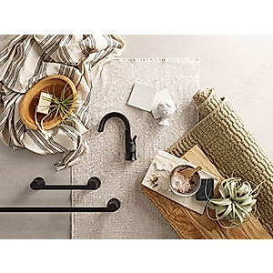 Moen Doux Matte Black One-Handle High Arc Laminar Stream Bathroom Faucet, S6910BL