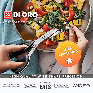 DI ORO Heavy Duty Kitchen Shears - Kitchen Scissors All Purpose - Sharp Kitchen Scissors for Food, Meat, & Herbs - Stainless Steel Kitchen Shears Heavy Duty & Dishwasher Safe - Bone Cutting Scissors