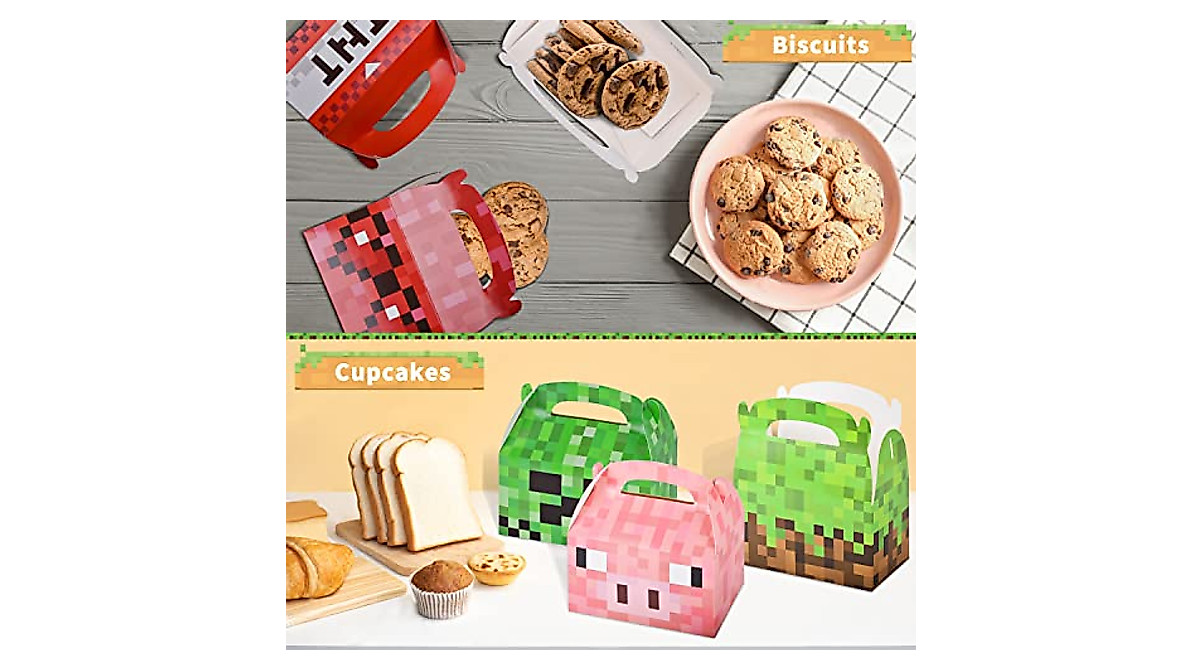 Pixel Miner Treat Boxes w/ Handles - 24 Pack Game Party Favors