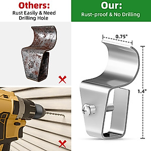 Goabroa Vinyl Siding Hooks 20 Pack, New Upgrade Siding Hooks for Home Security Camera Mount, No Hole Hanger Heavy Duty Stainless Steel Vinyl Siding Light Clips