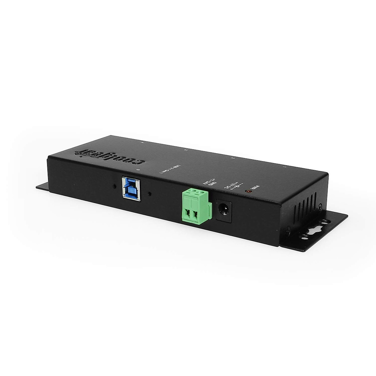 USB 3.2 Gen 1 4-Port Industrial Hub Metal Case with Screw Lock Cable Option