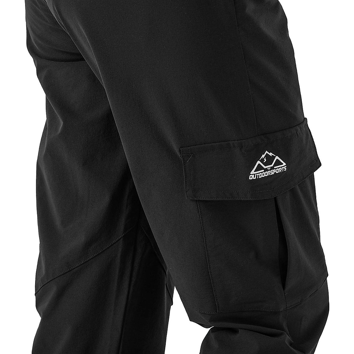 Rdruko Women's Hiking Cargo Pants Lightweight Water-Resistant Quick Dry UPF 50+ Travel Work Pants Zipper Pockets Black Large