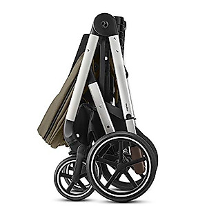 Cybex Balios S Lux Stroller FrontFacing or ParentFacing Seat Positions OneHand Fold Multiposition Recline Adjustable Leatherette Handlebar Infant Stroller for 6 Months+, Classic Beige