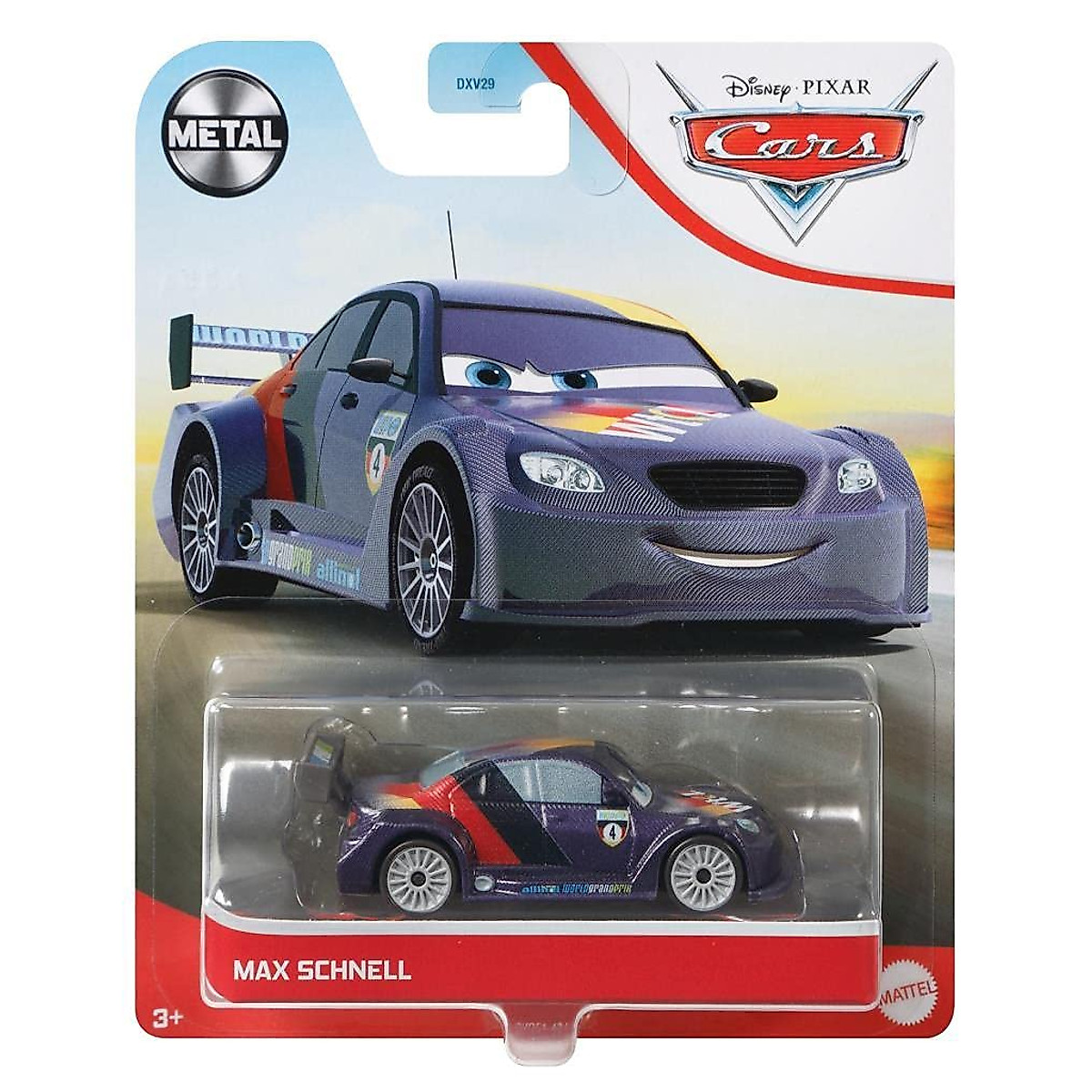 Disney Car Toys Max Schnell Die-Cast Car, 1:55 Scale Fan Favorite Character Vehicle for Racing and Storytelling Fun, Gift for Kids Ages 3 Years and Older