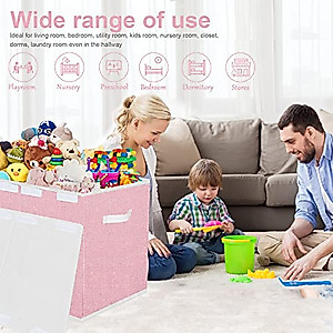 Pantryily Toy Storage Box for Girls, Large Kids Toy Chest Boxes Organizers and Storage 24.5"x13"x16"(Pink)