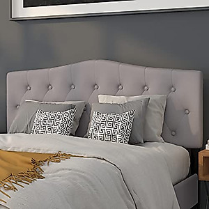 Flash Furniture Cambridge Tufted Upholstered Queen Size Headboard in Light Gray Fabric