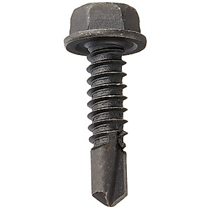 Small Parts 1416KWB Steel Self-Drilling Screw, Black Oxide Finish, Hex Washer Head, Hex Drive, #3 Drill Point, 1/4"-14 Thread Size, 1" Length (Pack of 50)