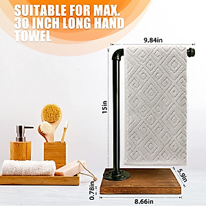 YESSAP 15'' Hand Towel Holder, L Shaped Towel Holder Stand with Weighted Base, Black Hand Towel Stand for Bathroom Kitchen Countertop
