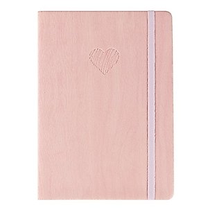 Red Co. 5 x 7 inch Embossed Heart Faux Leather Journal with 240 Lined Pages, Pink