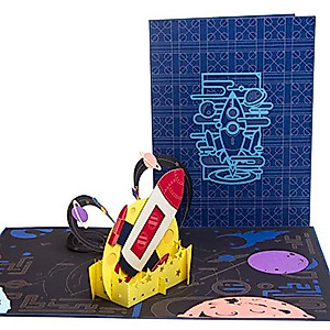Ribbli Rocket Pop Up Card, Pop Up Birthday Card, Happy Birthday Card for Men Dad Husband Boyfriend Brother Son Kids, with Envelope