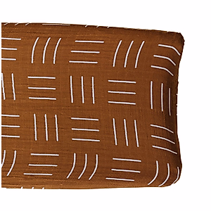 Mebie Baby Changing Pad Cover, Mustard Mudcloth, 100% Muslin Cotton Changing Table Pad Cover for Baby Boy and Girl, Designer Nursery Decor Covers, Diaper Changing Pad Cover for Changing Station