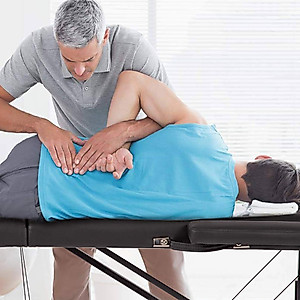 BestMassage Massage Table Portable Massage Bed Spa Bed 30 Inches Wide Height Adjustable 2 Fold PU Lash Bed with Half Bolster Oxford Cloth Backpack for Spa Footmassage Facial CareSpa Tattoo,Black