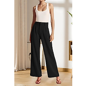 Sarin Mathews High Waisted Wide Leg Pants for Women Business Casual Dress Pant Palazzo Long Work Trousers with Pockets Black XL