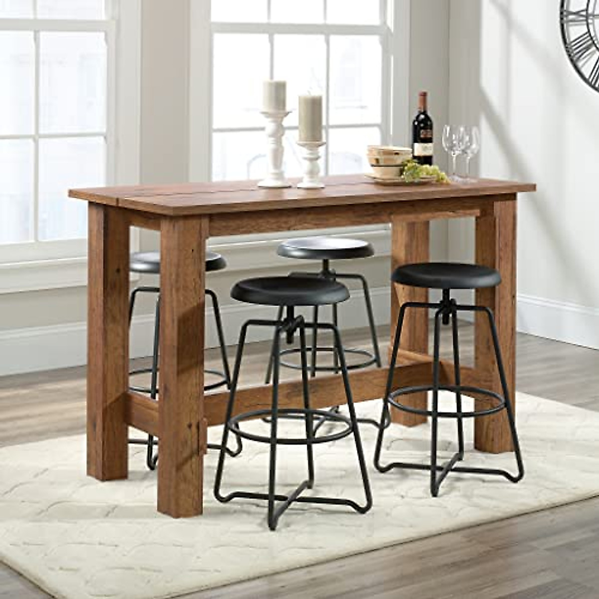 Sauder Boone Mountain Counter Height Dining Table, L: 25.59" x W: 55.12" x H: 35.39", Vintage Oak Finish
