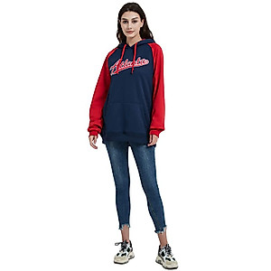 DELUSPTOMAY Mens Atlanta Baseball Team Big Embroidery Hooded Sweatshirt Pullover Casual Hoodie - Navy XL