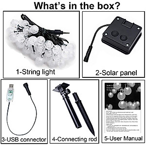 Solar String Lights Crystal Waterproof LED Fairy Lights for Garden Yard Home Party Wedding Decoration 50LED