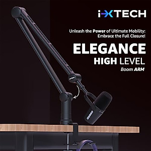 IXTECH Microphone Boom Arm with Desk Mount, 360° Rotatable, Adjustable and Foldable Scissor Mounting for Podcast, Video Gaming, Radio and Studio Audio, Sturdy and Universal - Elegance Model