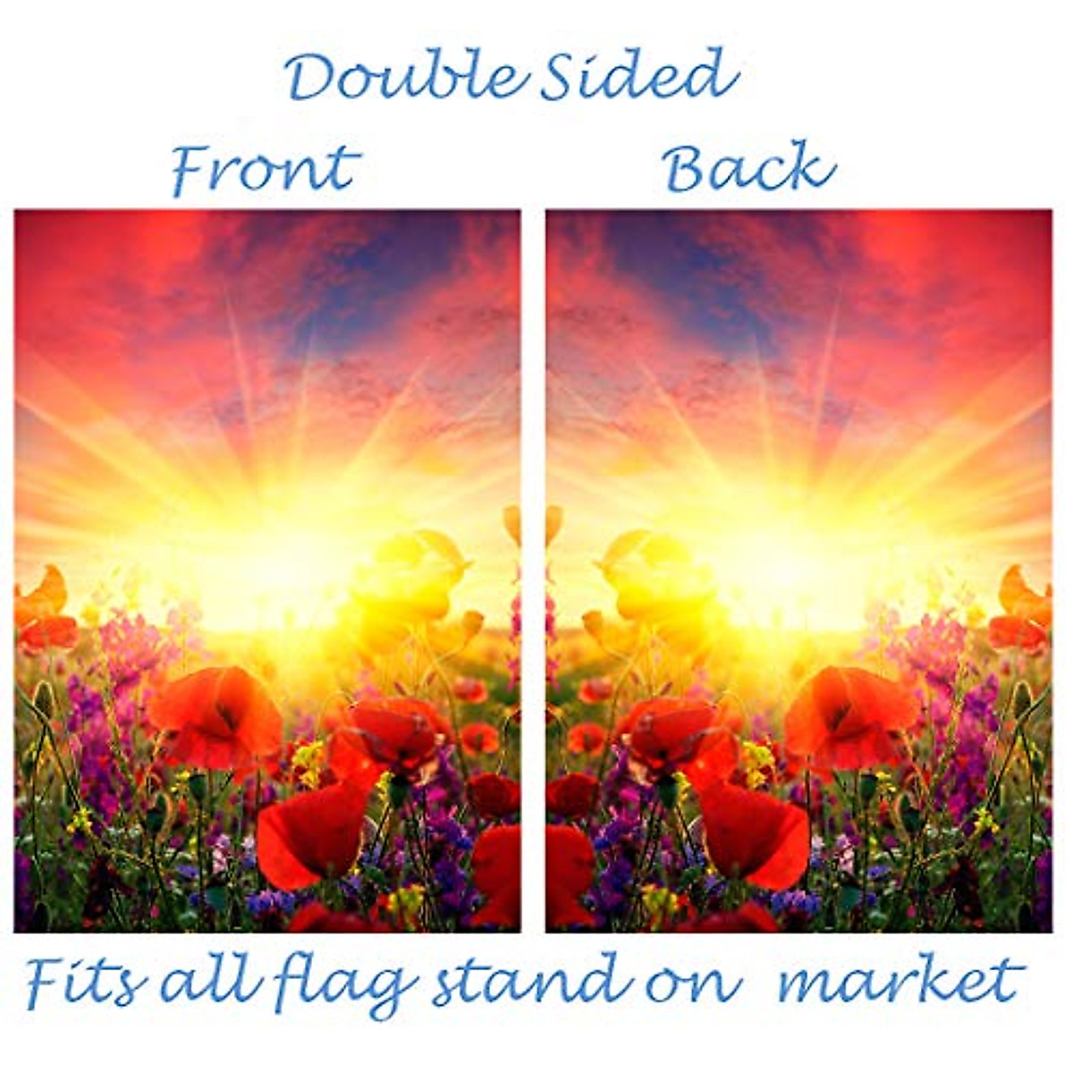 ShineSnow Floral Flowers Red Poppies Field Sunlight Sunrise Autumn Summer Spring House Flag 28" x 40" Double Sided Polyester Welcome Yard Garden Flag Banners for Patio Lawn Home Outdoor Decor