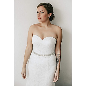 Remedios Rhinestone Bridal Belt Bridesmaid Sash Crystal Wedding Belt Women Dress Accessories,White