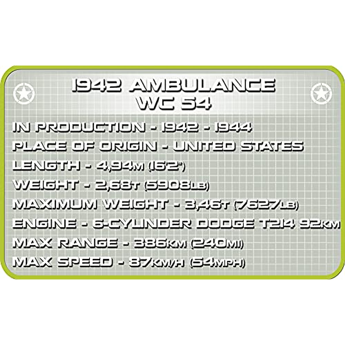 COBI Historical Collection 1942 Ambulance WC 54