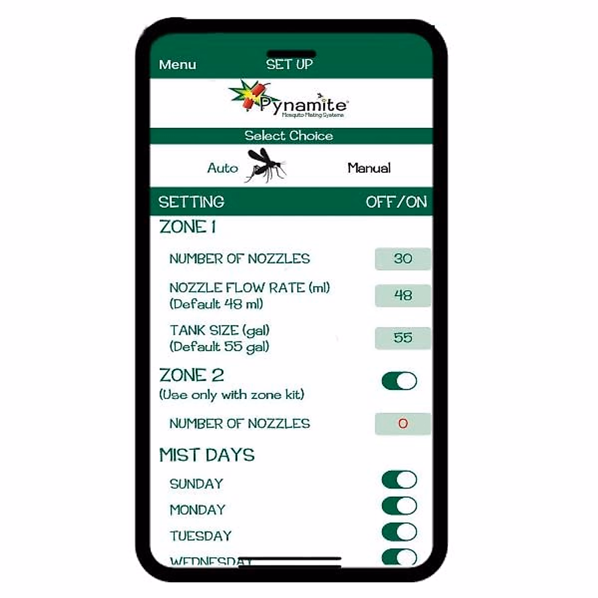 Mosquito Misting System Pynamite Bluetooth app & 30 Nozzle Kit