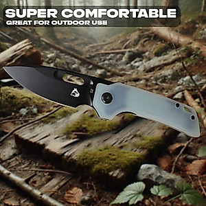 LOST FOXES Pathfinder Pocket Knife | Best Gifts for Men & Women | D2 Steel Blade, G10 Handle | EDC Folding Knife for Camping, Survival, Hiking | Small, Sharp Pocket Clip | Perfect for Dad, Husband, or Backpack Gear