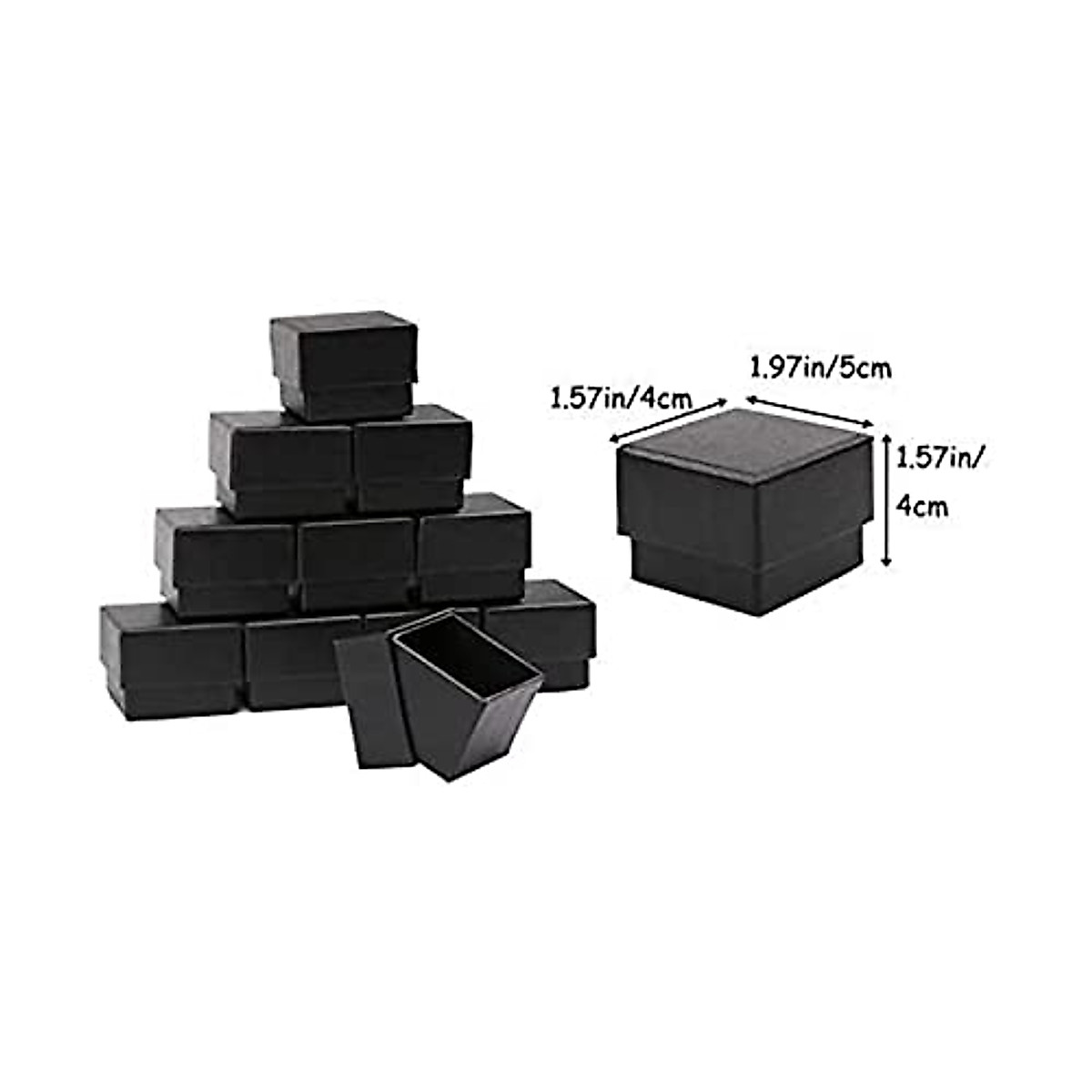 Sdootjewelry Ring Box, 1.97 x 1.97 x 1.57” Kraft Earring Ring Boxes, 50 Pack Square Cardboard Jewelry Gift Boxes Black Small Earring Ring Gift Box with Foam Insert for Wedding Propose Jewelry Packing