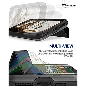 VENA iPhone Xs Max Wallet Case, vCommute (Military Grade Drop Protection) Flip Leather Cover Card Slot Holder with Kickstand Designed for Apple iPhone Xs Max - Space Gray