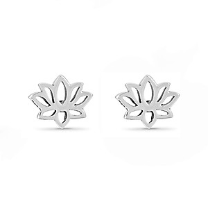 Boma Jewelry Sterling Silver Lotus Blossom Flower Stud Earrings