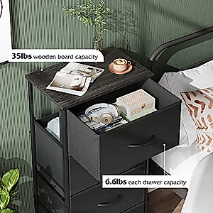 WLIVE Dresser with 4 Drawers, Fabric Storage Tower, Organizer Unit for Bedroom, Hallway, Entryway, Closets, Sturdy Steel Frame, Wood Top, Easy Pull Handle, Charcoal Black