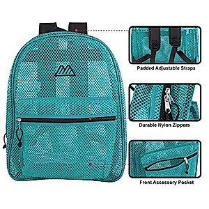 Summit Ridge Mesh Backpacks for Kids, Adults, School, Beach, and Travel, Colorful Transparent Mesh Backpacks with Padded Straps