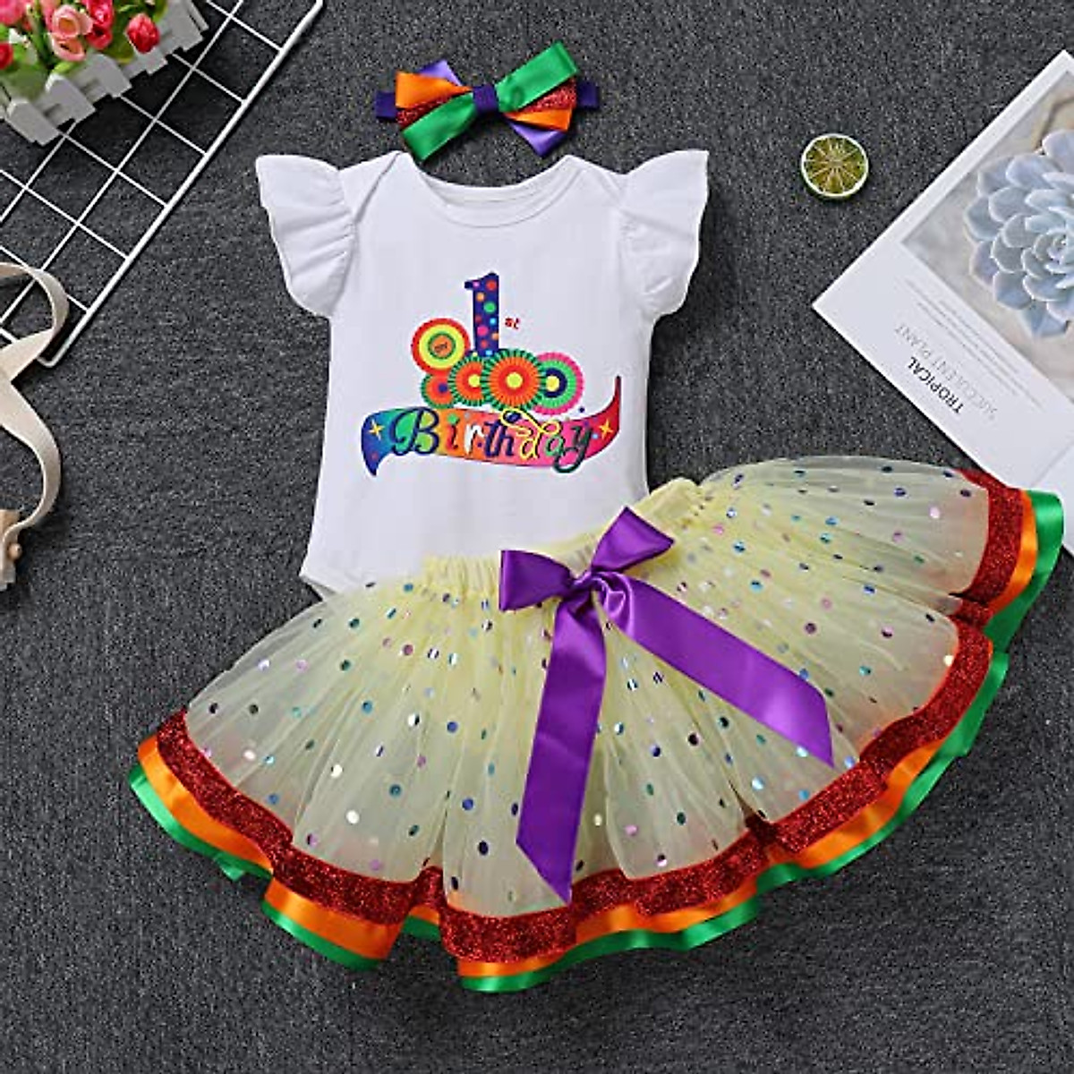 IBTOM CASTLE Baby Smash Cake Dress Girl - 2nd Birthday Outfit girl - Uno Baby Birthday Outfit - Boho Rainbow First Birthday Outfit Infant Hippie Bohemian Themed Party Supplies Blue - 1st birthday 1T