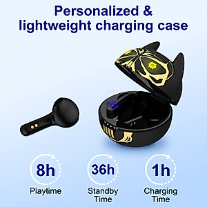 Tikgram TWS Bluetooth Earbuds,Kids Wireless Ear Bud with Cute Charging Case,Bluetooth 5.1smart Touch,HiFi Stereo,IPX5 Waterproof 36H Playtime Earphones for Teens,for iOS and Android
