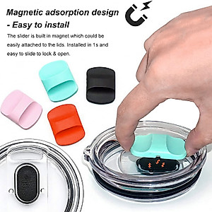 KISSWILL 30oz Magnetic Tumbler Lid with 4 Pcs Replacement Magnetic Slider Compatible with YETI Rambler, Ozark Trail, Old Style Rtic - Magnetic Slider Switch Spill Proof Tumbler Cover