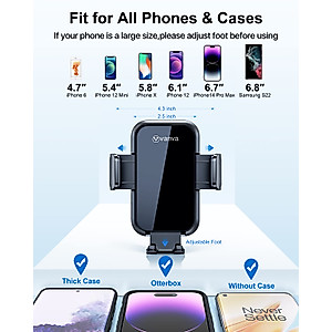 【Big Phones & Thick Case Friendly】 Universal Dashboard Phone Holder for Car, Cell Phone Holder for Car with Air Vent Clip Hands Free Clamp Cradle fit for All Smartphone iPhone Series