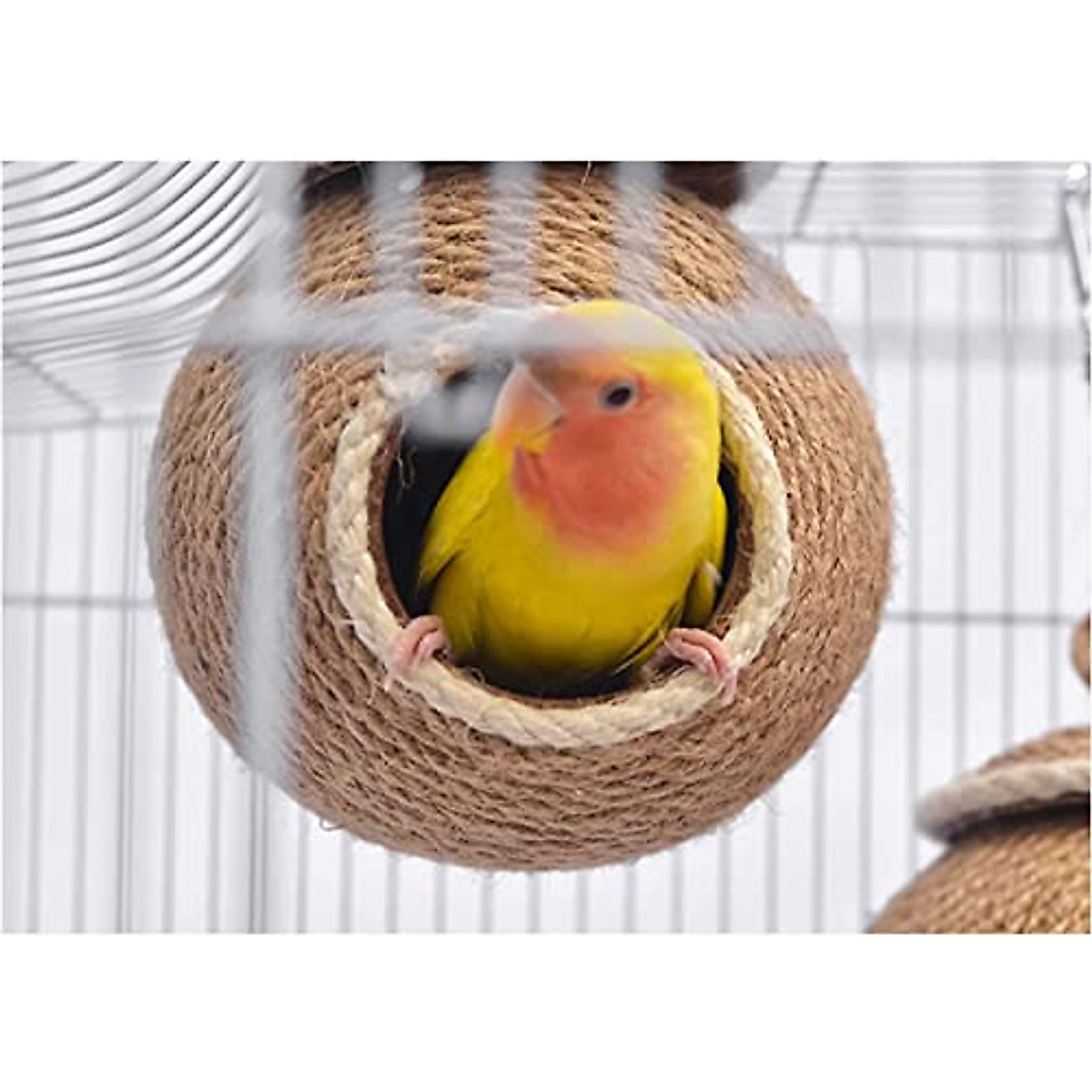 Birdhouse, Parakeet Bird Nest for Cage Coconut Shell Rope Weave Bird Breeding Nest for Budgie Parakeet Conure Canary Lovebird