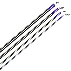 WeldingCity 10-pcs TIG Welding Tungsten Electrode Tri-Element Non-Radioactive (Purple/AWS: EWG) 3/32" x 7" | 10-pk