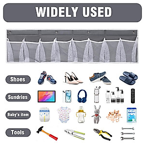whciaxd RV Shoe Storage for Bedside - 16 Extra Large Pocket Wall Mounted Entryway Shoes Rack,Bed Hanging Pocket Organizer, Bedside Caddy for Shoes,RV & Camper Essentials (GRAY, Pack of 2)