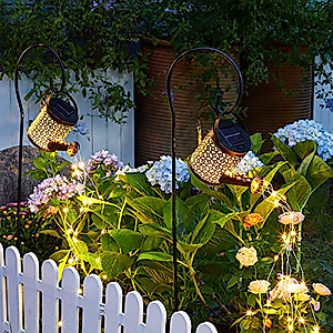 Solar Watering Can with Cascading Lights, Watering Can Lights Solar Powered, Solar Garden Lights Outdoor, for Patio Yard Pathway Walkway Decorations (1 Pack)