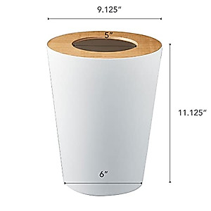 Yamazaki Home Trash Can - Small Modern Home Wastebasket for Bathroom Kitchen office Steel + Wood One Size Ash