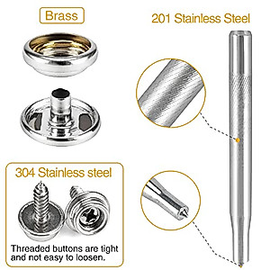 CENOZ 150 PCS Canvas Snap Kit Tool, Metal Screws Snaps Marine Grade 3/8" Socket Stainless Steel Boat Canvas Snaps with 2 PCS Setting Tool for Boat Cover Furniture (150 PCS)