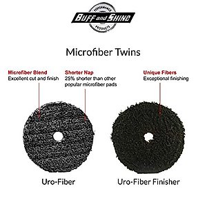 Buff and Shine URO-Fiber Microfiber Pad for Car Compounding, Cutting, Buffing, Waxing, and Polishing - Compatible with Long-Throw, High-Action, Dual-Action, and Random Orbital Polisher - 5 in (1 Pad)