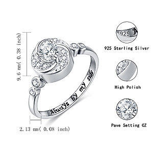 Urn Rings for Cremation Ashes Circle of Life 925 Sterling Silver Always by my side Keepsake Rings Memorial Jewelry for Women (Size 9)