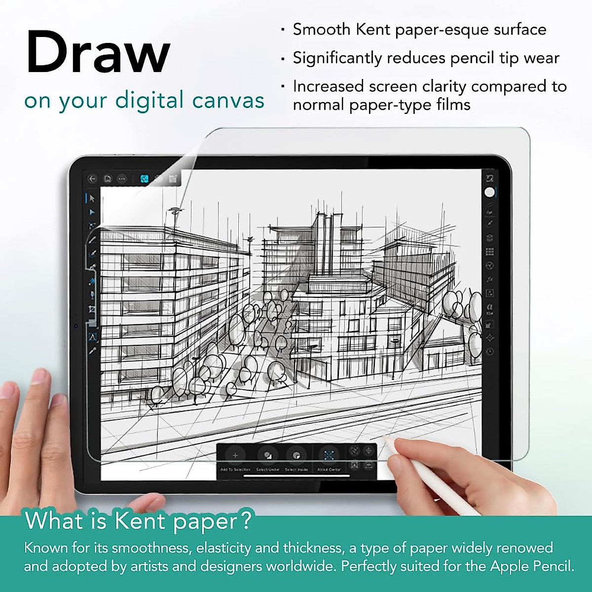 BELLEMOND | Kent Paper Screen Protector for iPad 11” (A16, 2025) & 10.9” (10th Gen, 2022) | Smooth Surface PET Film for Sketching & Note-Taking | Made in Japan | 2 Set