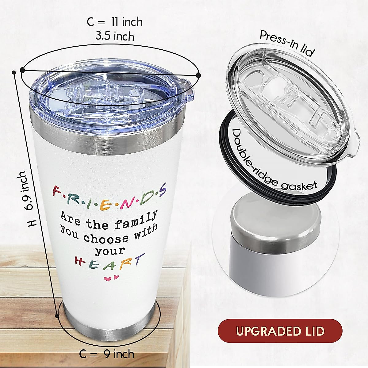 SOL VIBES Friendship Gifts for Women Friends, 20 oz Stainless Steel Tumbler, Birthday, Christmas, Friendship Day Gifts for Friend, Bestie, BFF, Coworker, Woman, Female