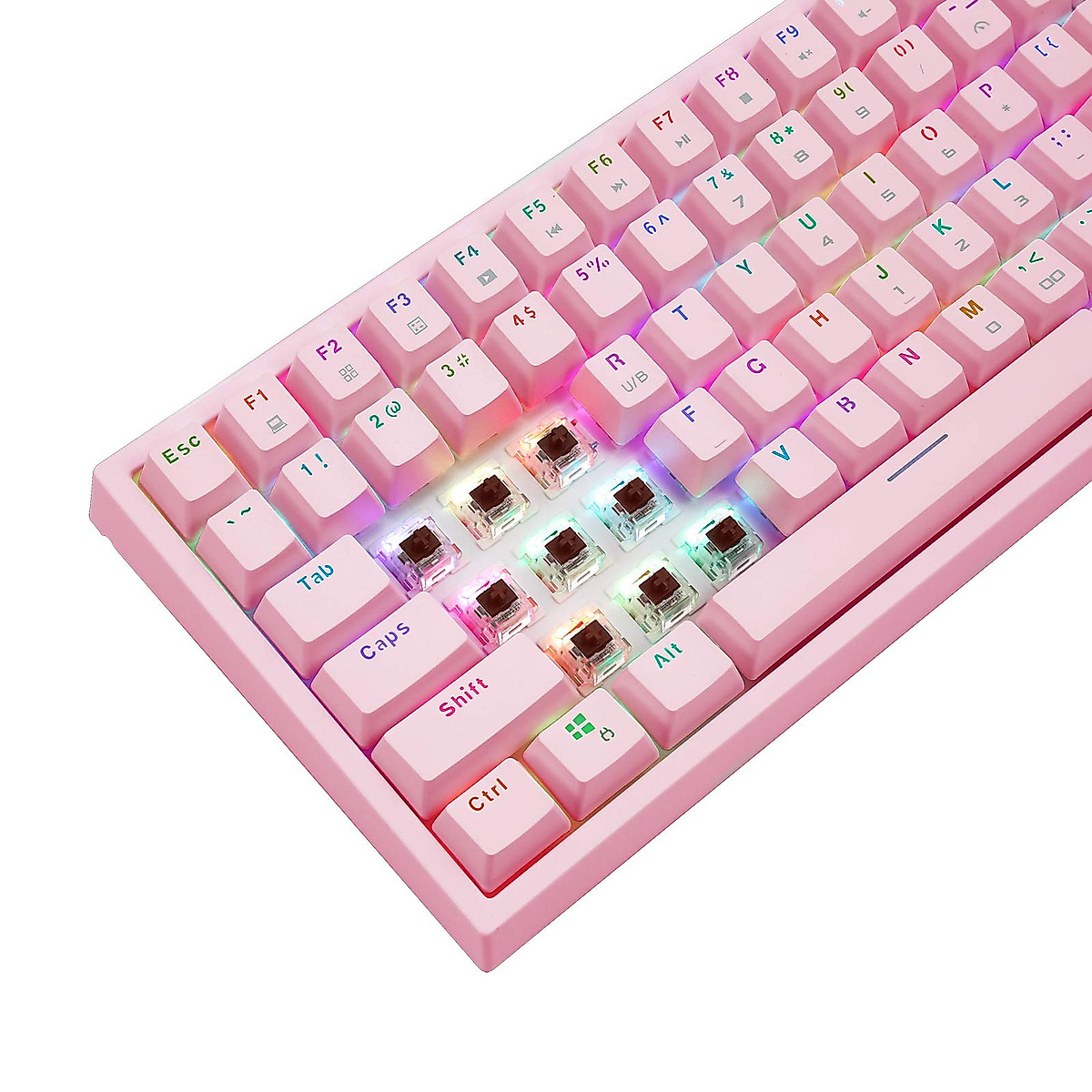 CQ84 Wireless Mechanical Keyboard 60%, Wired Bluetooth Gaming Keyboard, Brown Switches, RGB Backlit, Compact 84 Keys, for Windows Computer, Smartphone, Mac, Gamer, Office