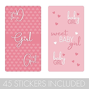Pink It's a Girl Baby Shower Miniature Candy Wrappers, Sweet Baby Girl Party Favor Candy Labels - 45 Count